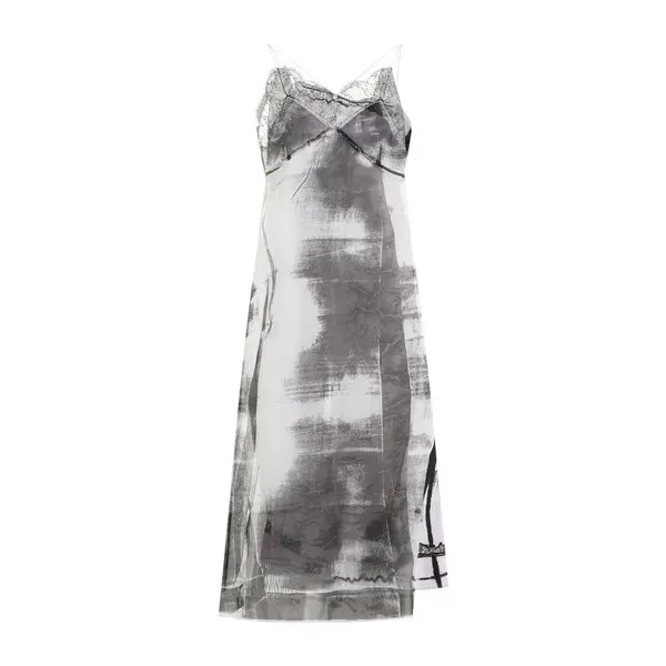 MAISON MARGIELA Silk Midi Dress With Lace Trim