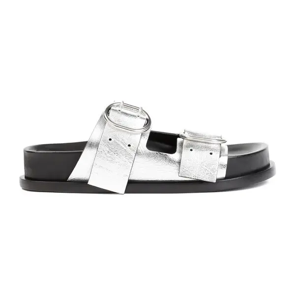 JIL SANDER Moon Leather Sandals With Buckle Straps - Silver