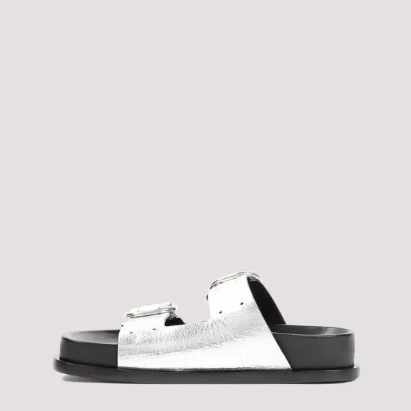 JIL SANDER Moon Leather Sandals With Buckle Straps - Silver