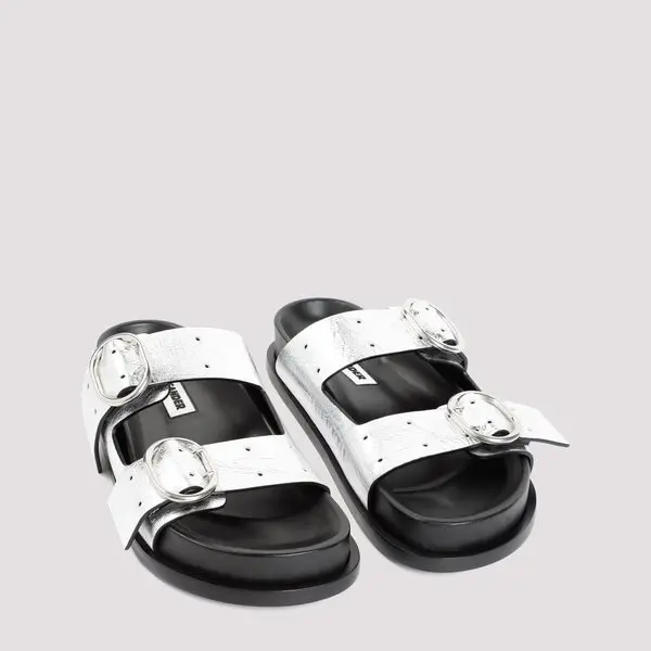 JIL SANDER Moon Leather Sandals With Buckle Straps - Silver
