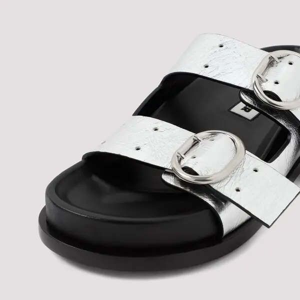 JIL SANDER Moon Leather Sandals With Buckle Straps - Silver