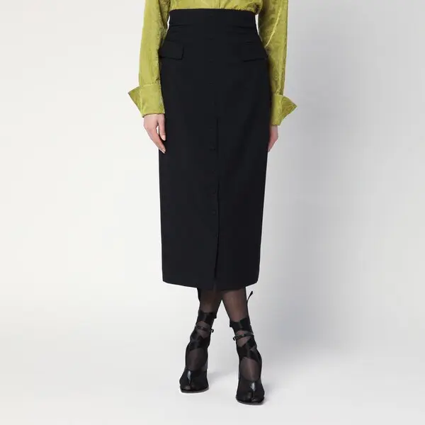 Dries Van Noten Wool And Mohair Midi Skirt - Black