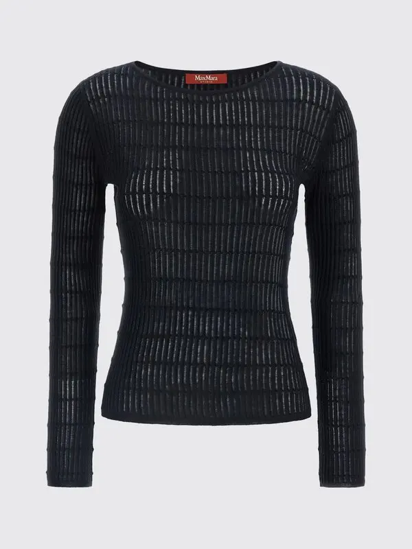 Max Mara Ribbed Knit Sweater With Long Sleeves - Black