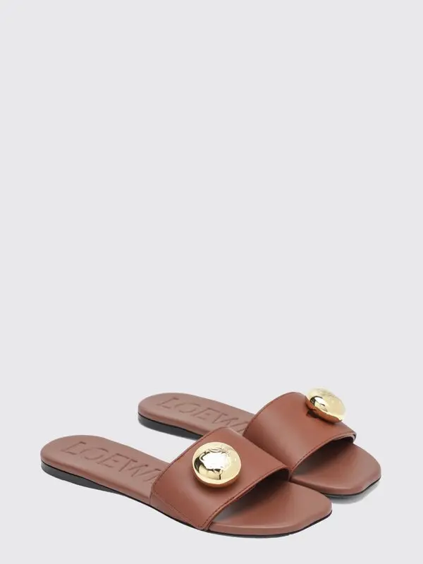 Loewe Heeled Sandal With Embossed Logo Detail - Brown