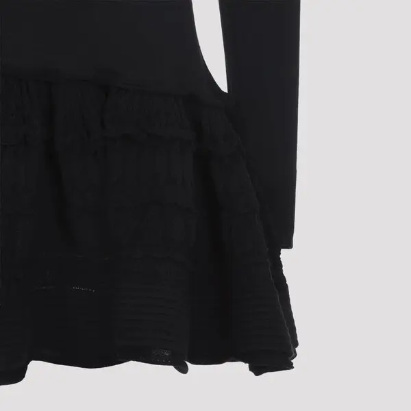 Alaïa Ruffled Knit Mini Dress - Black