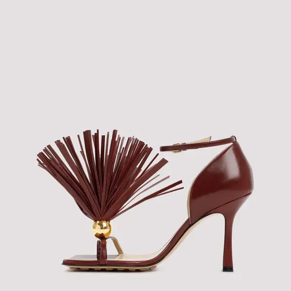 Bottega Veneta Leather Stiletto Sandals With Tassel Embellishment