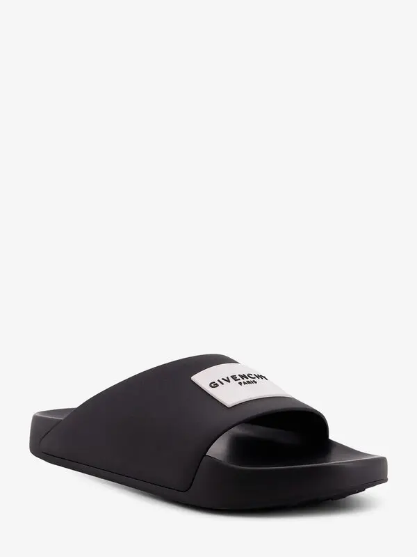 Givenchy Rubber Slide With Logo Lettering Patch - Black