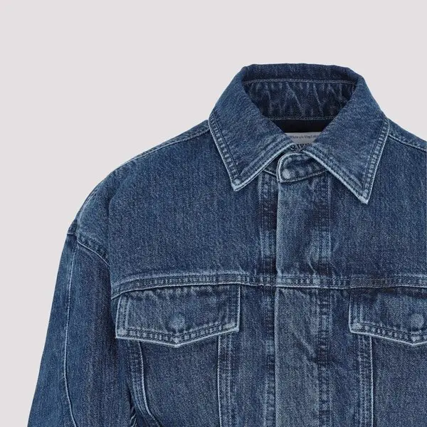 Off-White Denim Motorcycle Crop Jacket - Blue