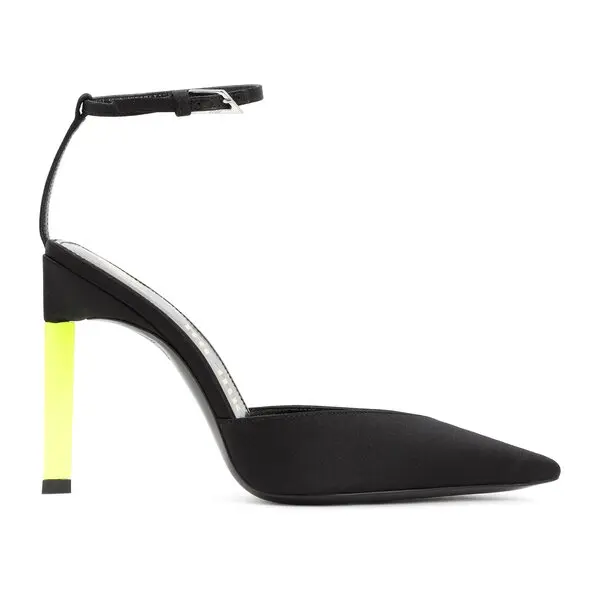 Attico Satin Perine Pumps With Fluo Yellow Heel - Black