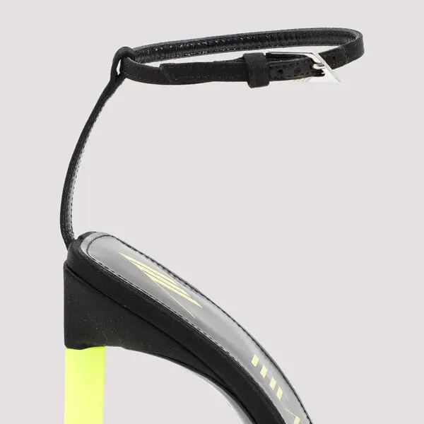 Attico Satin Perine Pumps With Fluo Yellow Heel - Black