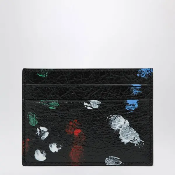 Balenciaga Cash Leather Card Holder With Painterâ€s Print