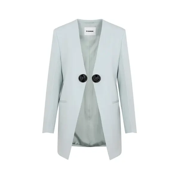 JIL SANDER Chinablue Wool Jacket - Blue
