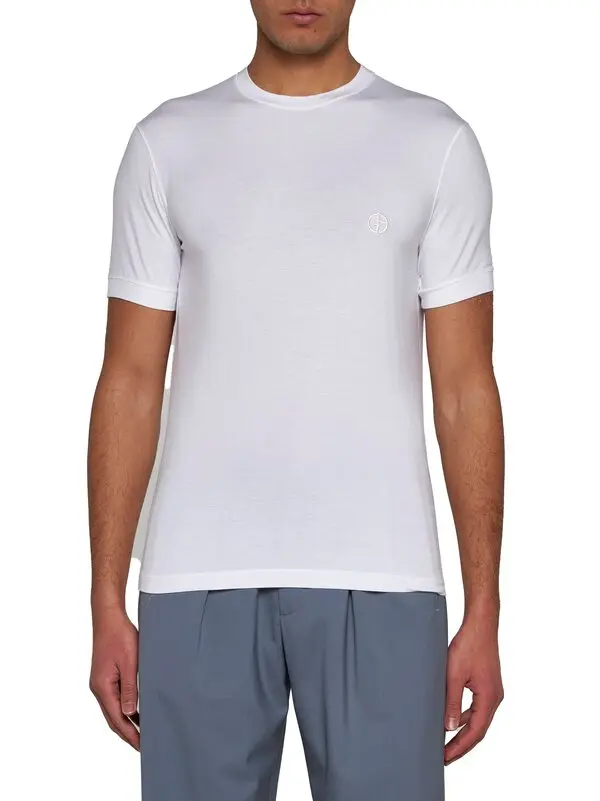 Giorgio Armani Icon Crew Neck T-shirt In Stretch Viscose Jersey