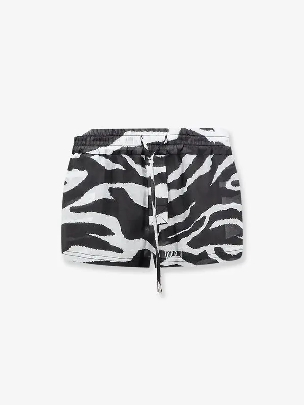 Attico Cotton Beach Shorts With Zebra Print
