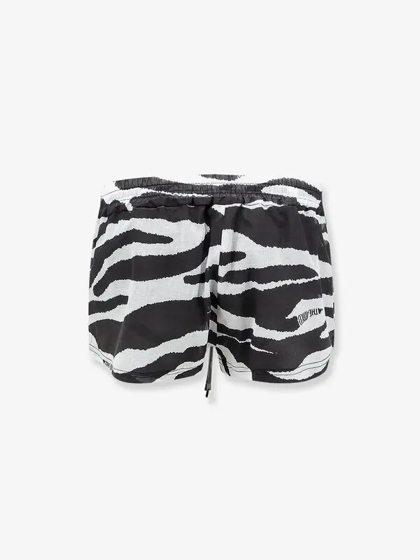 Attico Cotton Beach Shorts With Zebra Print