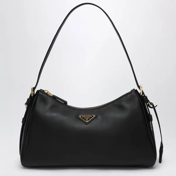 Prada Aimee Medium Leather Shoulder Bag - Black