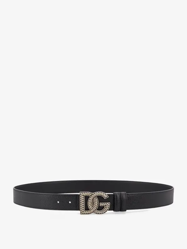 Dolce & Gabbana Leather Belt With Dg Logo Buckle - Multicolor