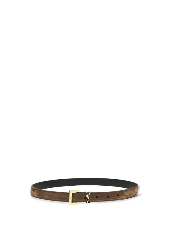 Saint Laurent Cassandre Slim Belt - Brown