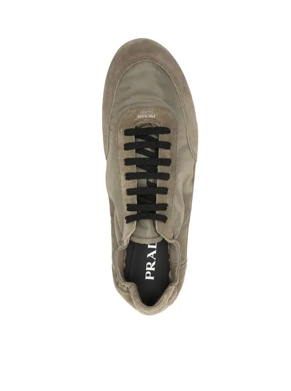 Prada Re-nylon And Suede Collapsible Sneakers - Green