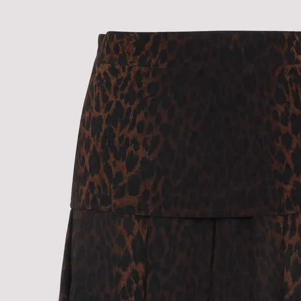 Balenciaga Animalier Printed Godet Midi Skirt - Brown