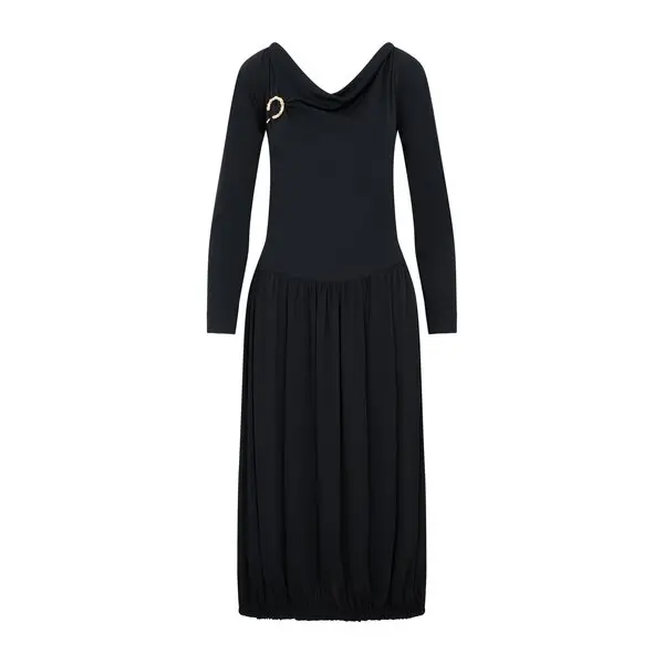 LANVIN Ls Drape Midi Dress - Black
