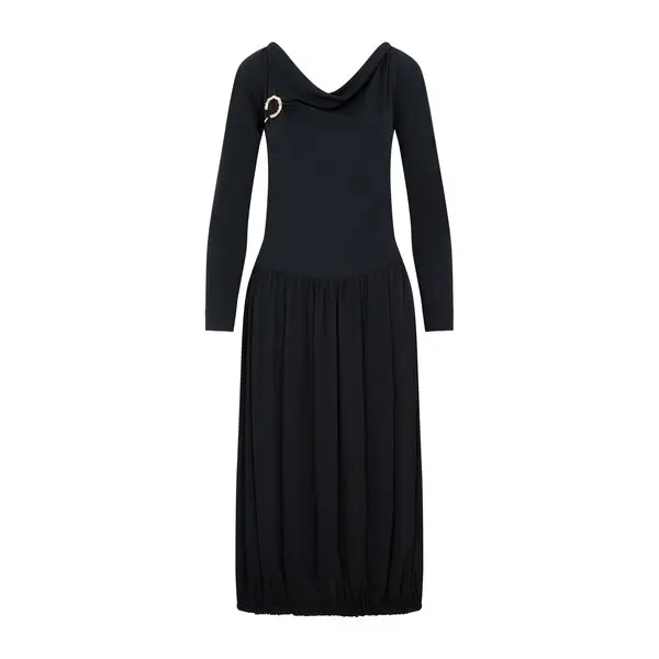 LANVIN Ls Drape Midi Dress - Black