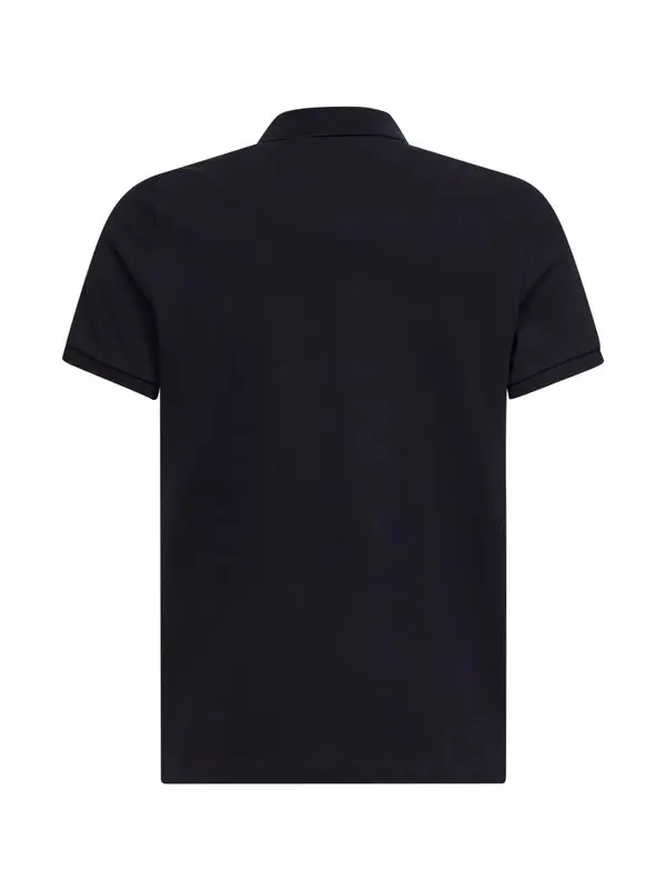 Moncler Blue Cotton Pique Logo Patch Polo Shirt