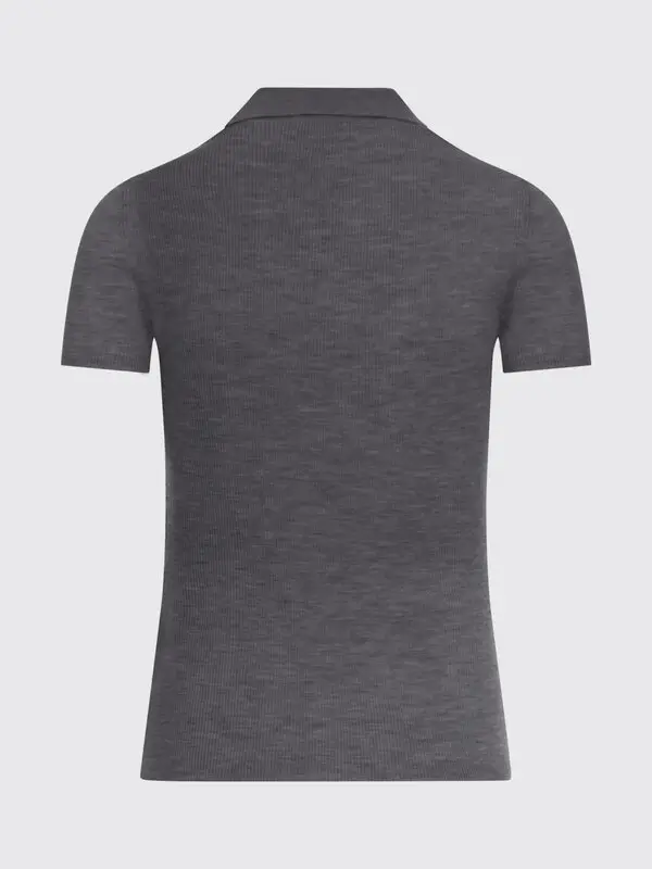 Max Mara Ribbed Knit Polo Shirt - Gray
