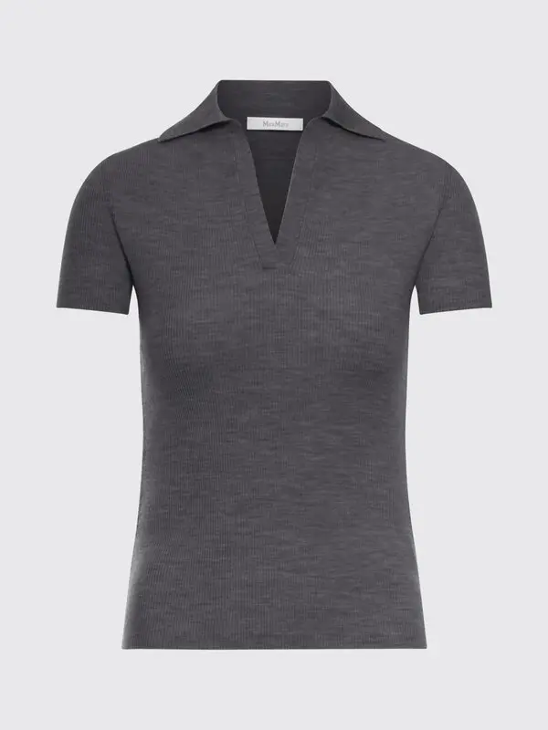 Max Mara Ribbed Knit Polo Shirt - Gray