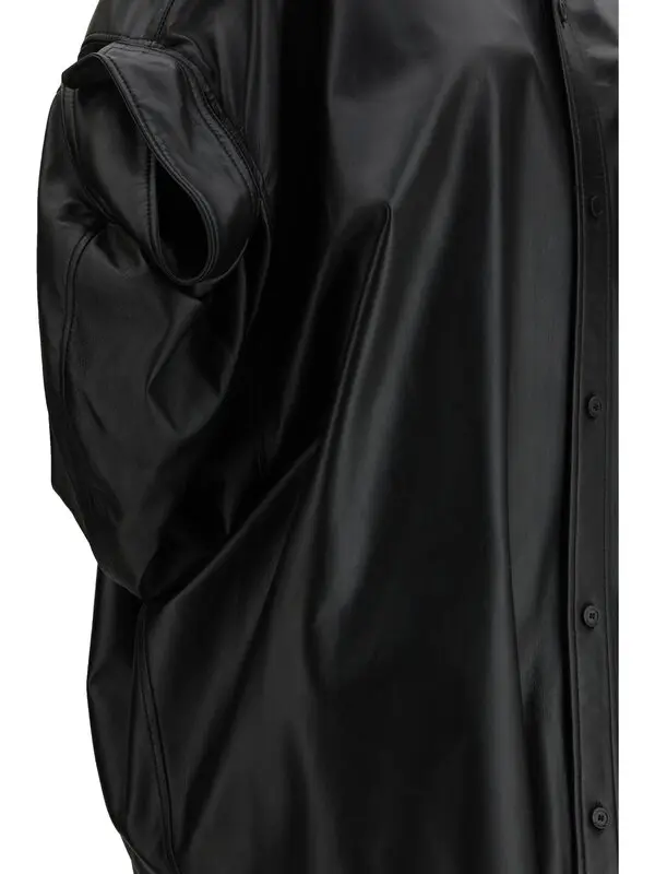 Balenciaga Shiny Lambskin Tucked Sleeves Shirt