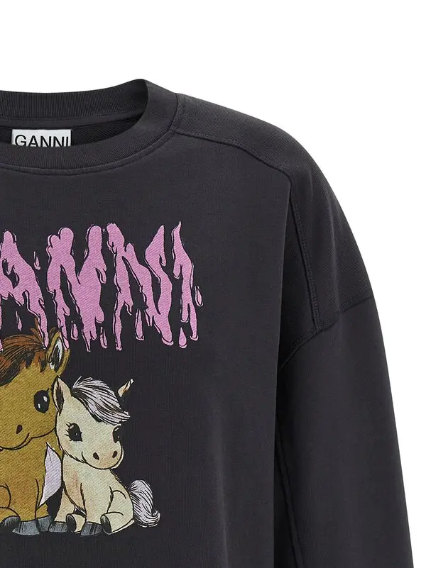 GANNI Isoli Sweatshirt With Graphic Print - Black