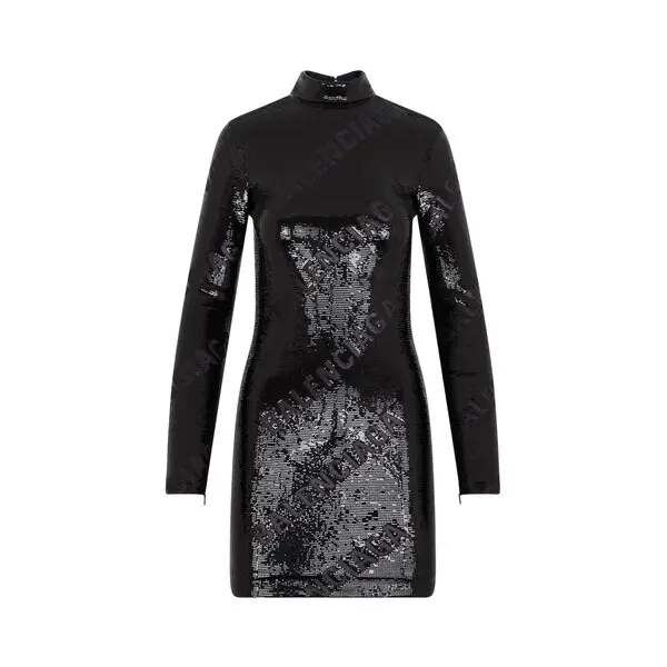 Balenciaga Sequin Embellished Turtleneck Dress