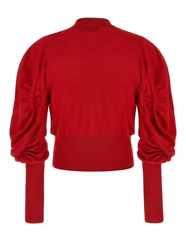 VIVIENNE WESTWOOD Eli Cropped Wool Silk Blend Cardigan With Orb Embroidery - Red