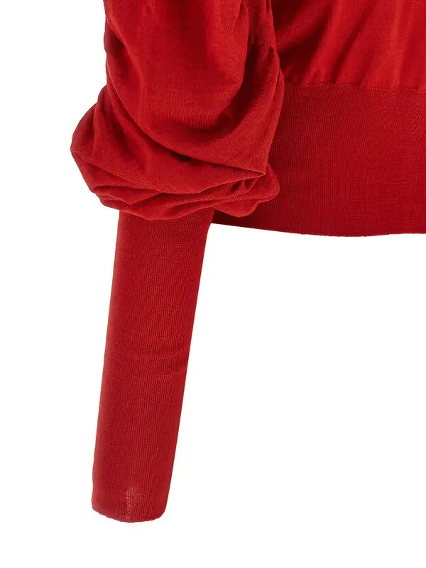 VIVIENNE WESTWOOD Eli Cropped Wool Silk Blend Cardigan With Orb Embroidery - Red
