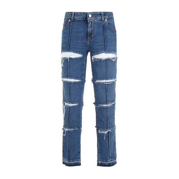 Alexander McQueen Stone Wash Cotton Jeans - Blue