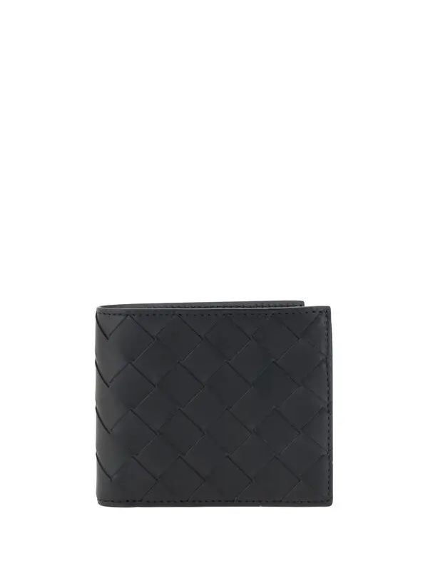 Bottega Veneta Bifold Leather Intrecciato Wallet - Black