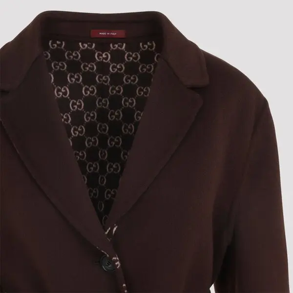 Gucci Double-face Gg Wool Coat - Brown