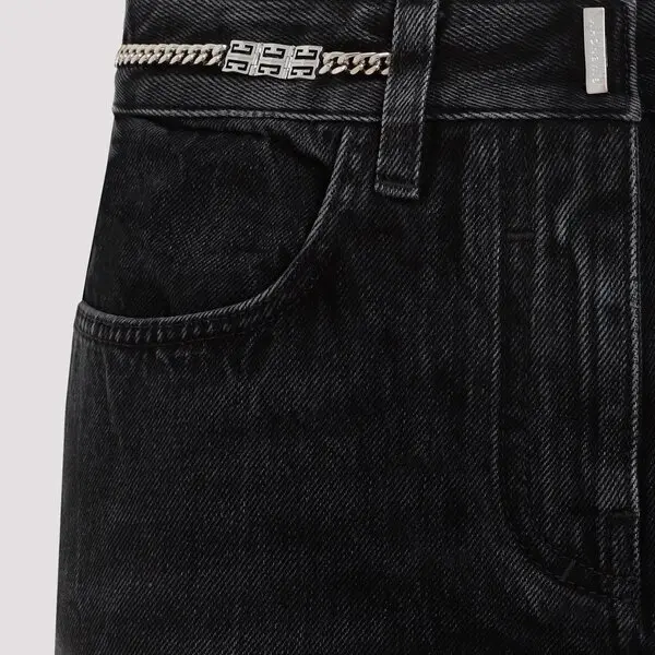 Givenchy Cotton Denim Pants With Metal Chain Detail