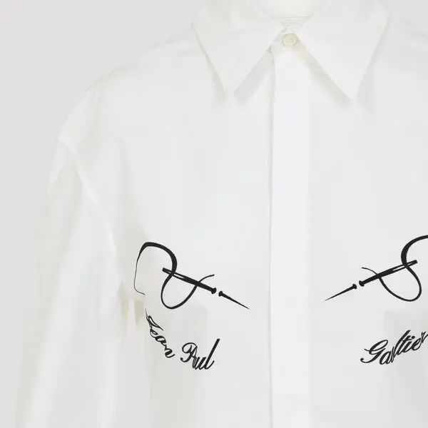 JEAN PAUL GAULTIER White Cotton Shirt With Flocked Logos