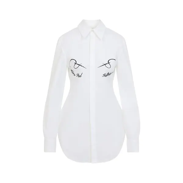 JEAN PAUL GAULTIER White Cotton Shirt With Flocked Logos - Multicolor