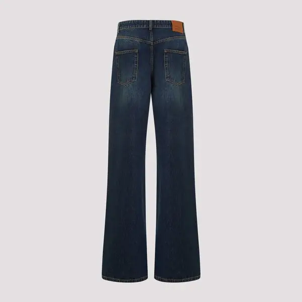 Alexander McQueen Wide Leg Cotton Jeans - Blue