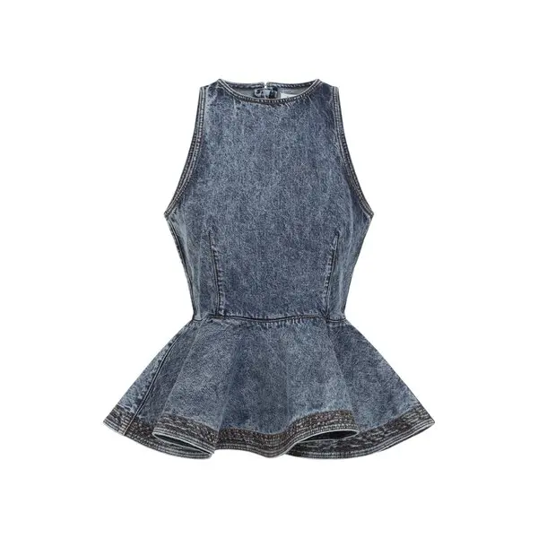 Alaïa Peplum Denim Top