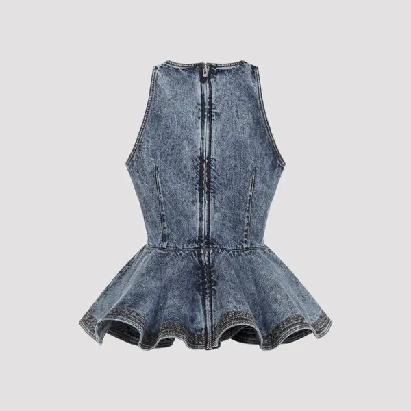 Alaïa Peplum Denim Top