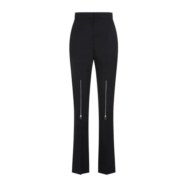 Alexander McQueen Wool Pants With Zipper Detail - Black