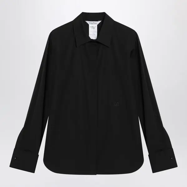 Max Mara Cotton Stretch Shirt With Embroidered Logo