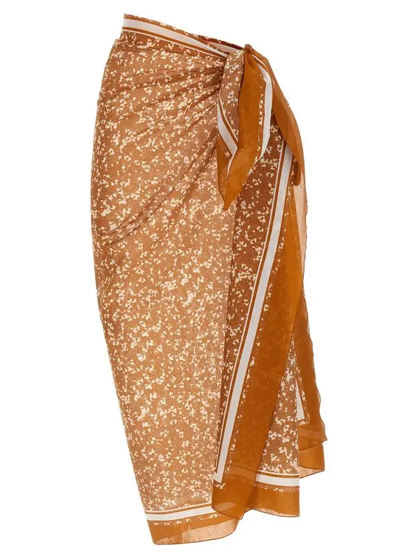 Kiton Printed Cotton Sarong Skirt - Brown