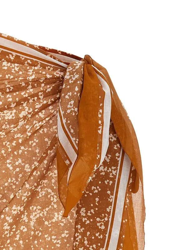 Kiton Printed Cotton Sarong Skirt