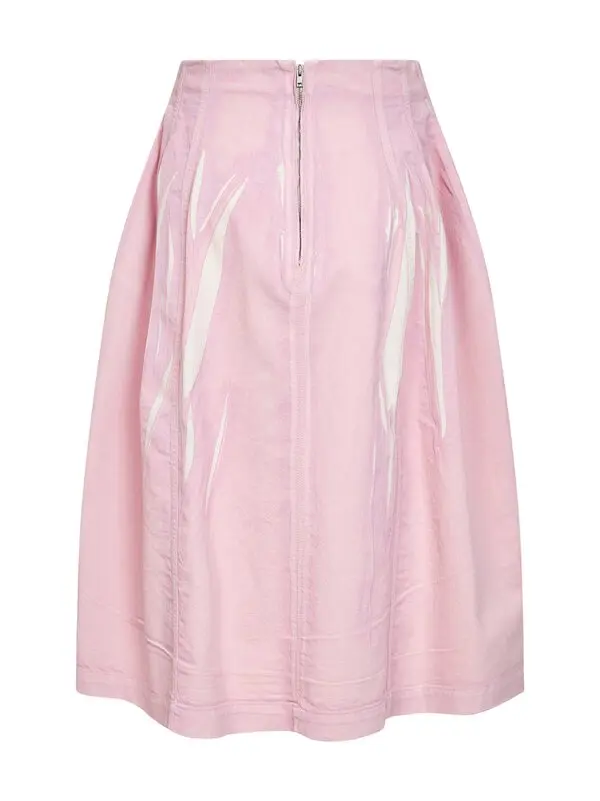 Marni Pink Screen-printed Denim Flared Midi Skirt - Multicolor