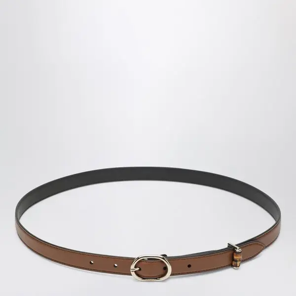 Gucci Slim Leather Belt With Oval Buckle - Pink