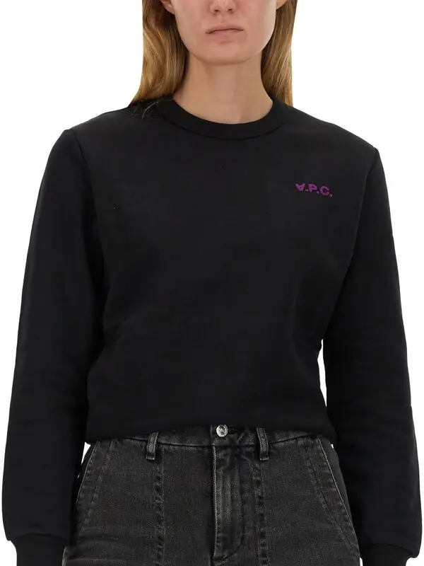 A.p.c. Crewneck Sweatshirt With Logo - Black